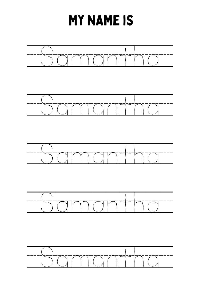 8 Custom Name Tracing Printable PDF Worksheet Preschoolers ...
