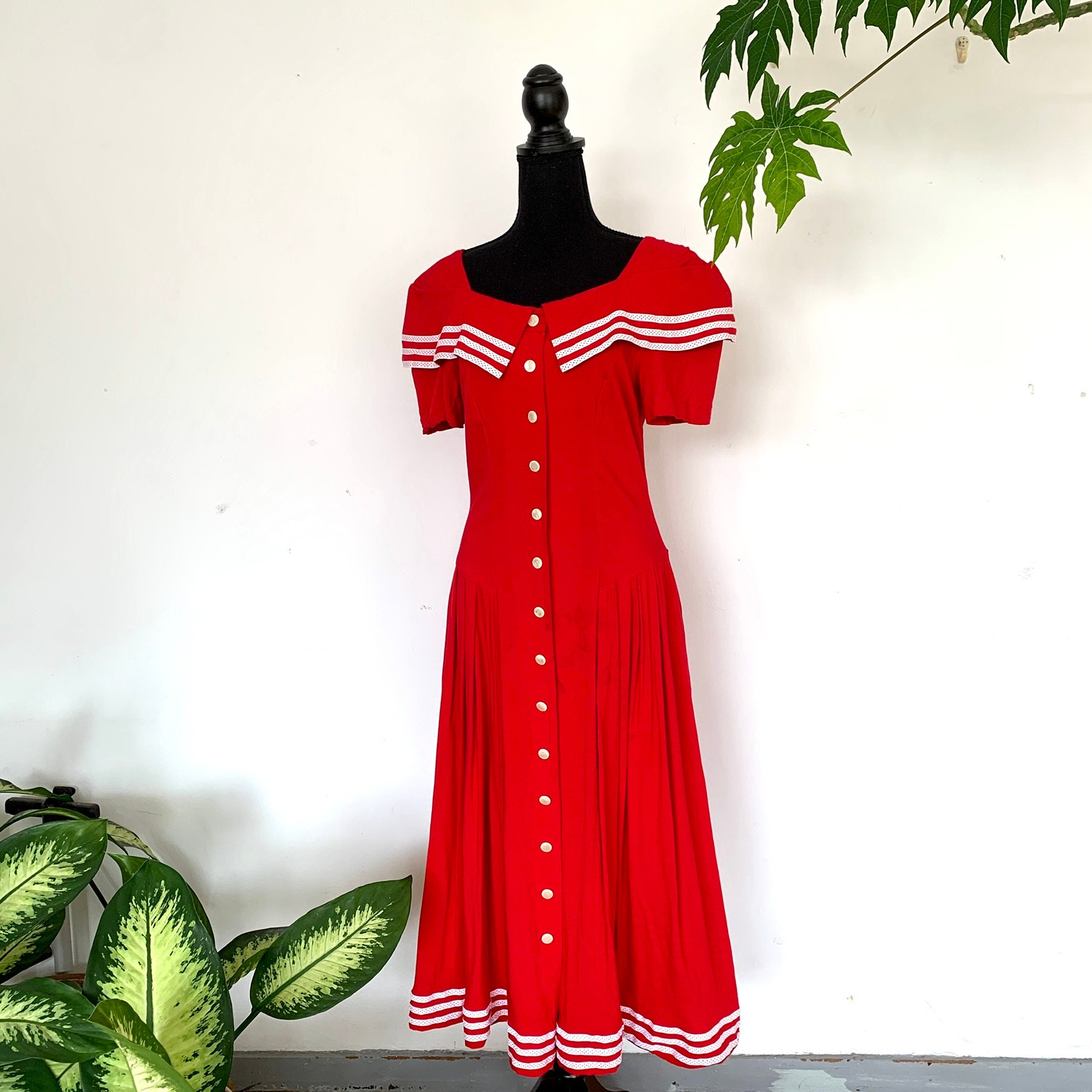 Vintage 1950s Red Dress - Etsy