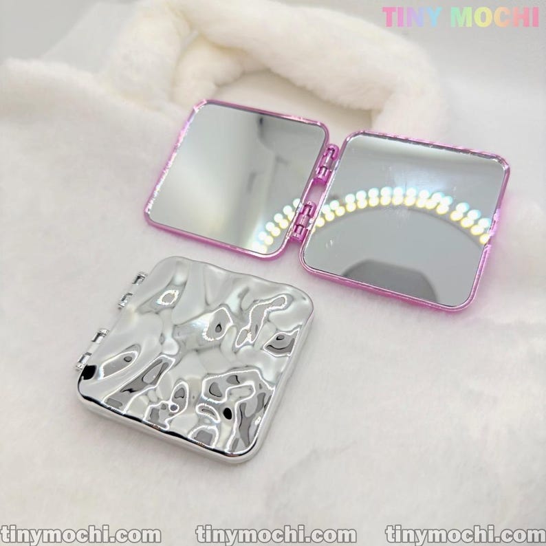 Metallic Mini Compact Mirror – Double-sided Folding Mirror, Portable ...