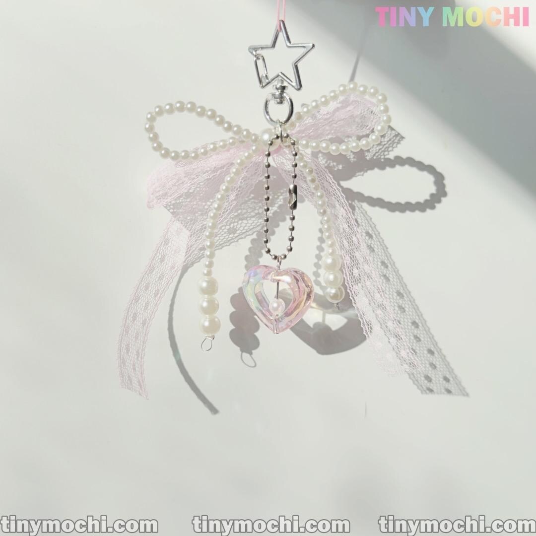 Pearl Bow Backpack Key Ring Pendant Bag Y2K Delicate Beaded Bag Charm ...