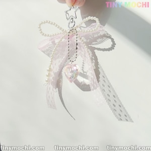 Pearl Bow Backpack Key Ring Pendant Bag Y2K Delicate Beaded Bag Charm ...