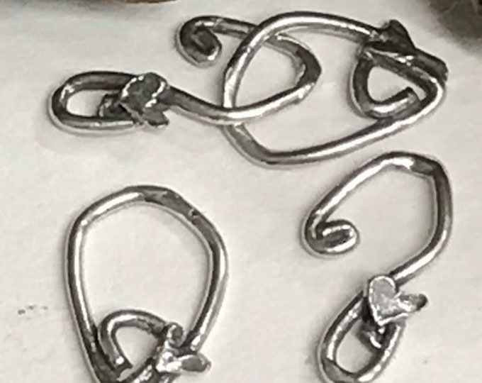 2 Sterling Silver Hook and Eye Clasps - Artisan Handcrafted Rustic Boho ...