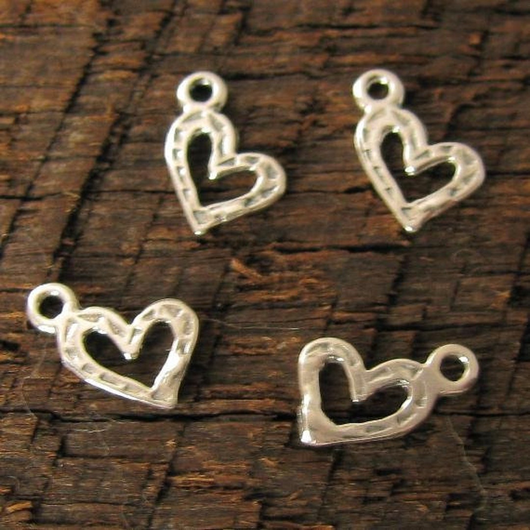 Sterling Silver Heart Charms - Teeny Tiny Open Hearts - Miny Heart ...