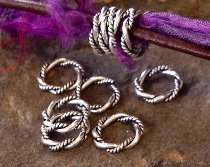 STERLING SILVER Twisted Jump Rings 4 or 10 Double Wire 7.8mm Oxidized ...