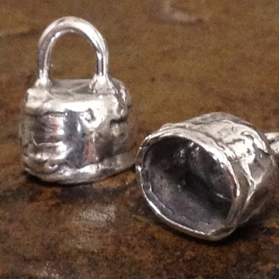 Large Sterling Silver End Caps - 2 Extra Big 7mm Organic Rustic Artisan ...