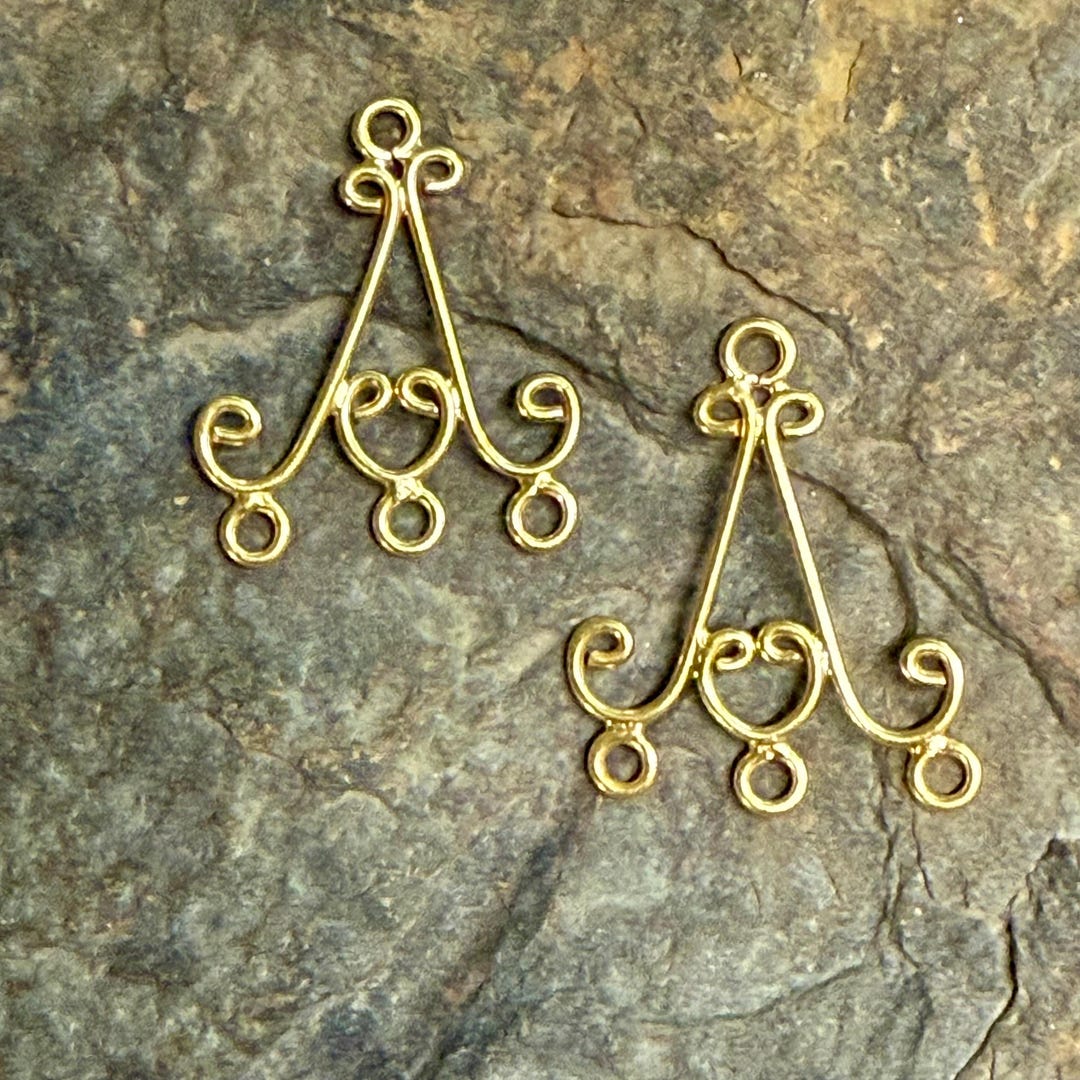 Gold Glamour Vermeil Chandeliers - Pretty Scrolls - 22.9mm Medium Size ...
