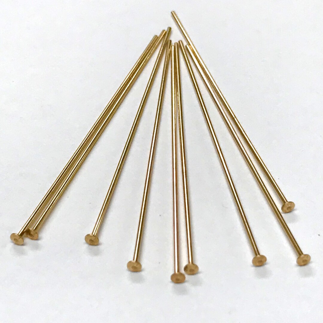 Gold Filled Head Pins 2 Inch Long - 20 Gauge Thick - Flat Head = 2mm ...