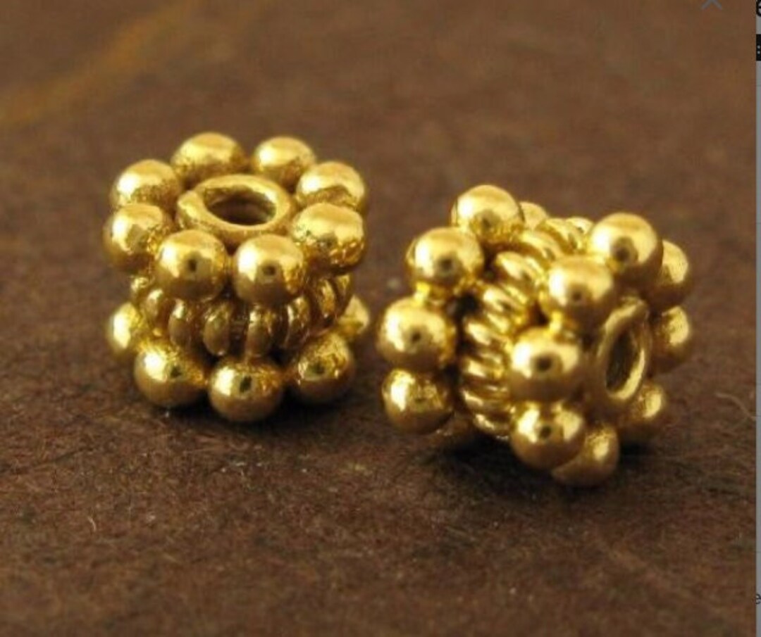 Vermeil Barrel Spacer Beads - 2 Focal Points - Medium Granulated ...