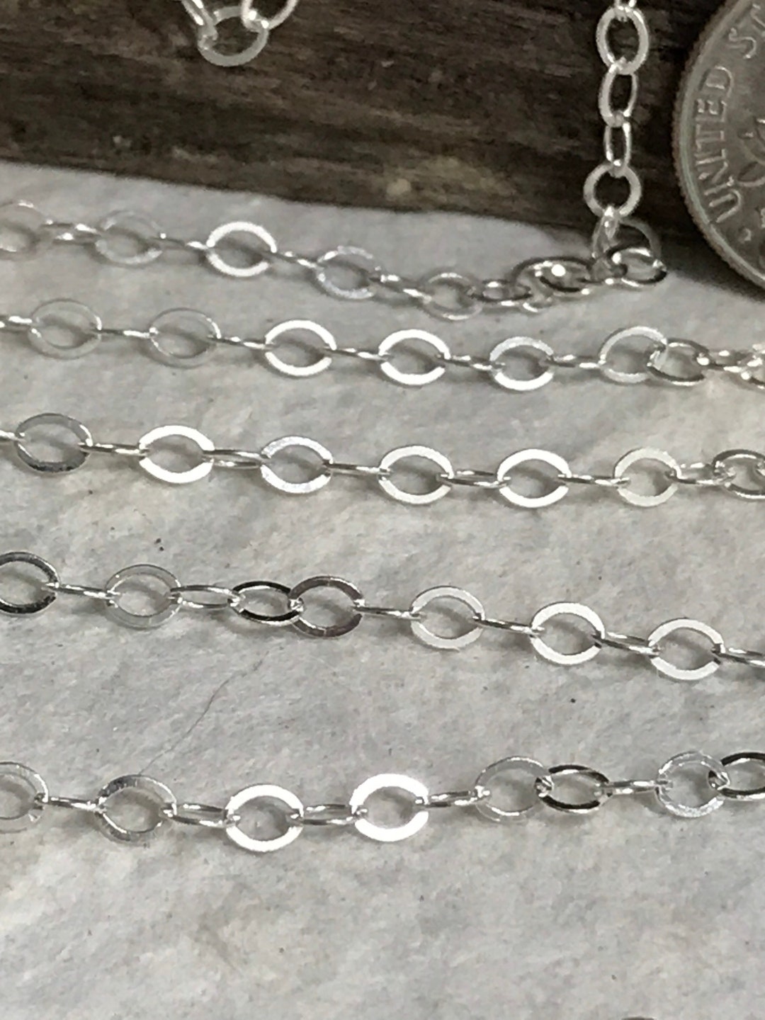 Sterling Silver Shiny Chain - 3.25mm Flat Oval Shimmery Unfinished ...
