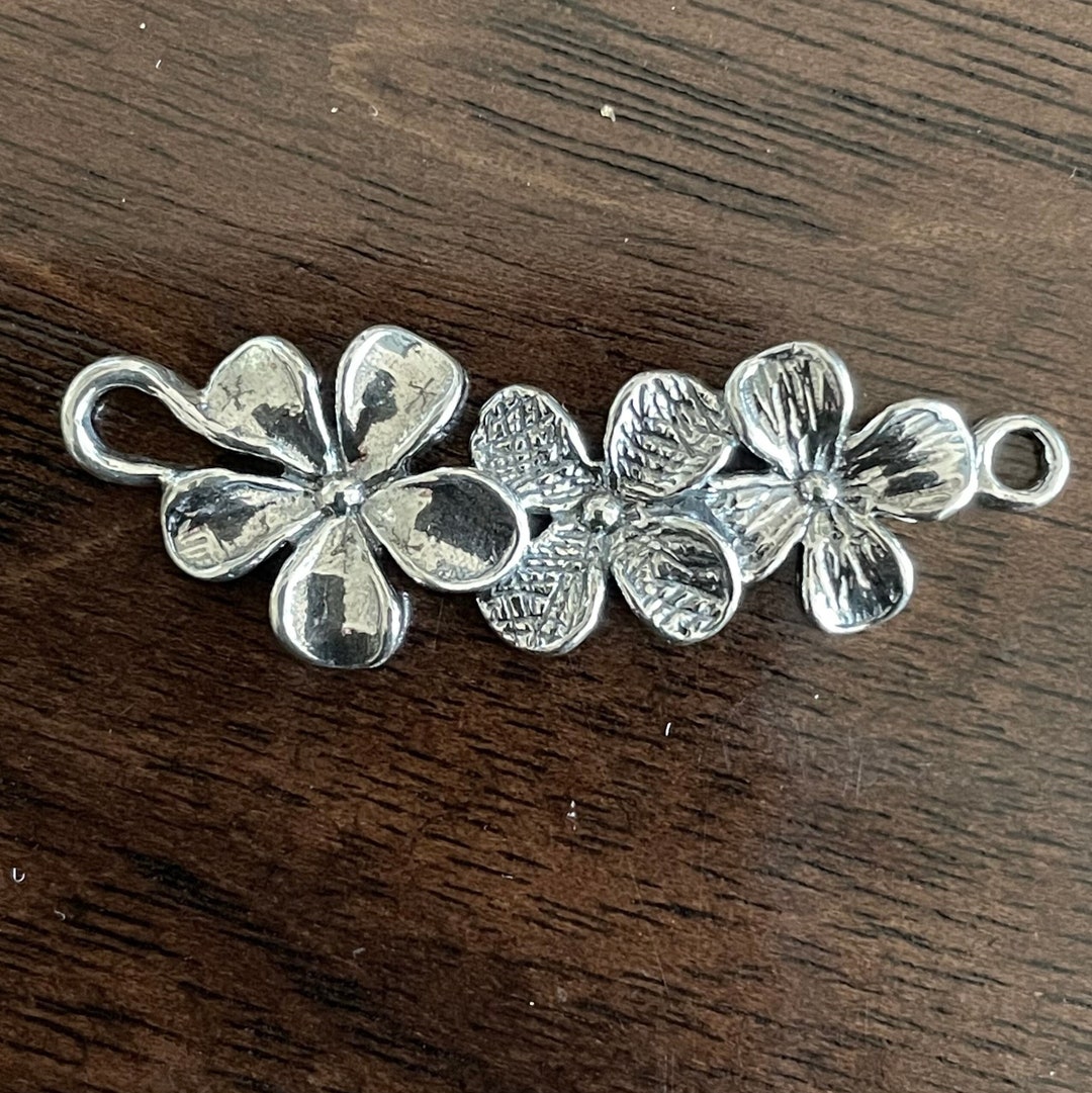 NEW Flowers in a Row Connector- Link - Sterling Silver - for Bracelet ...