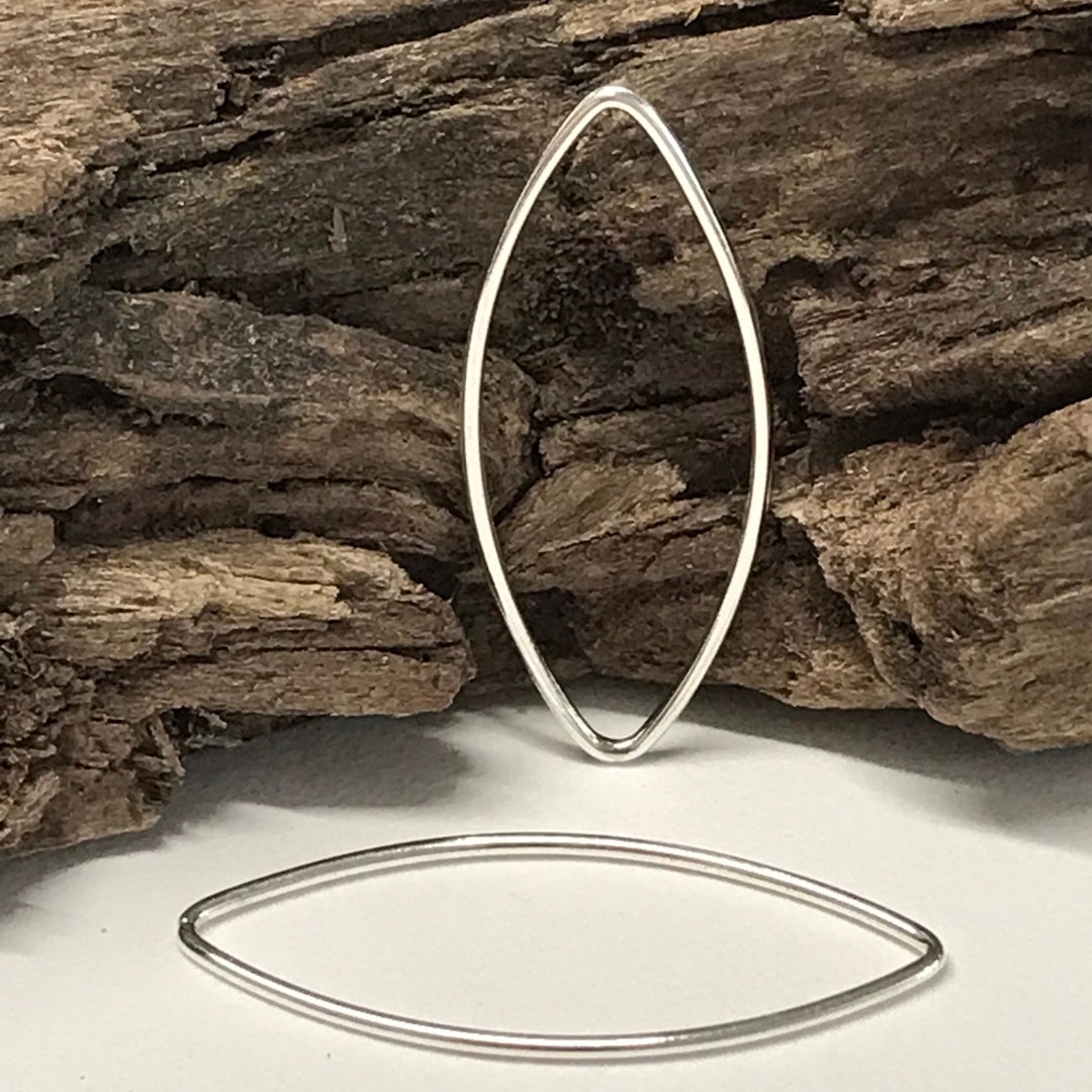 2 Sterling Silver Connectors Marquis Shaped Links 29mm Long Sterling ...