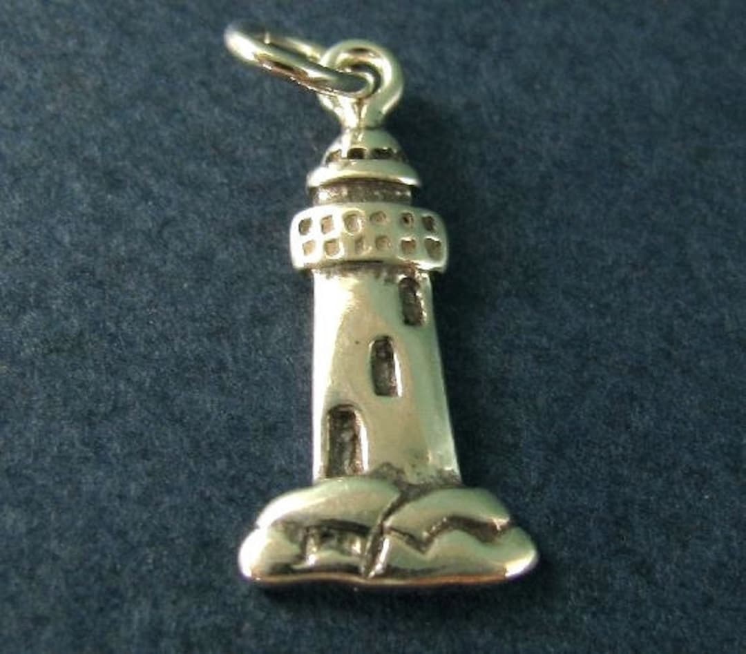 Sterling Silver Lighthouse Charm or Pendant Beach - Ocean - Nautical ...