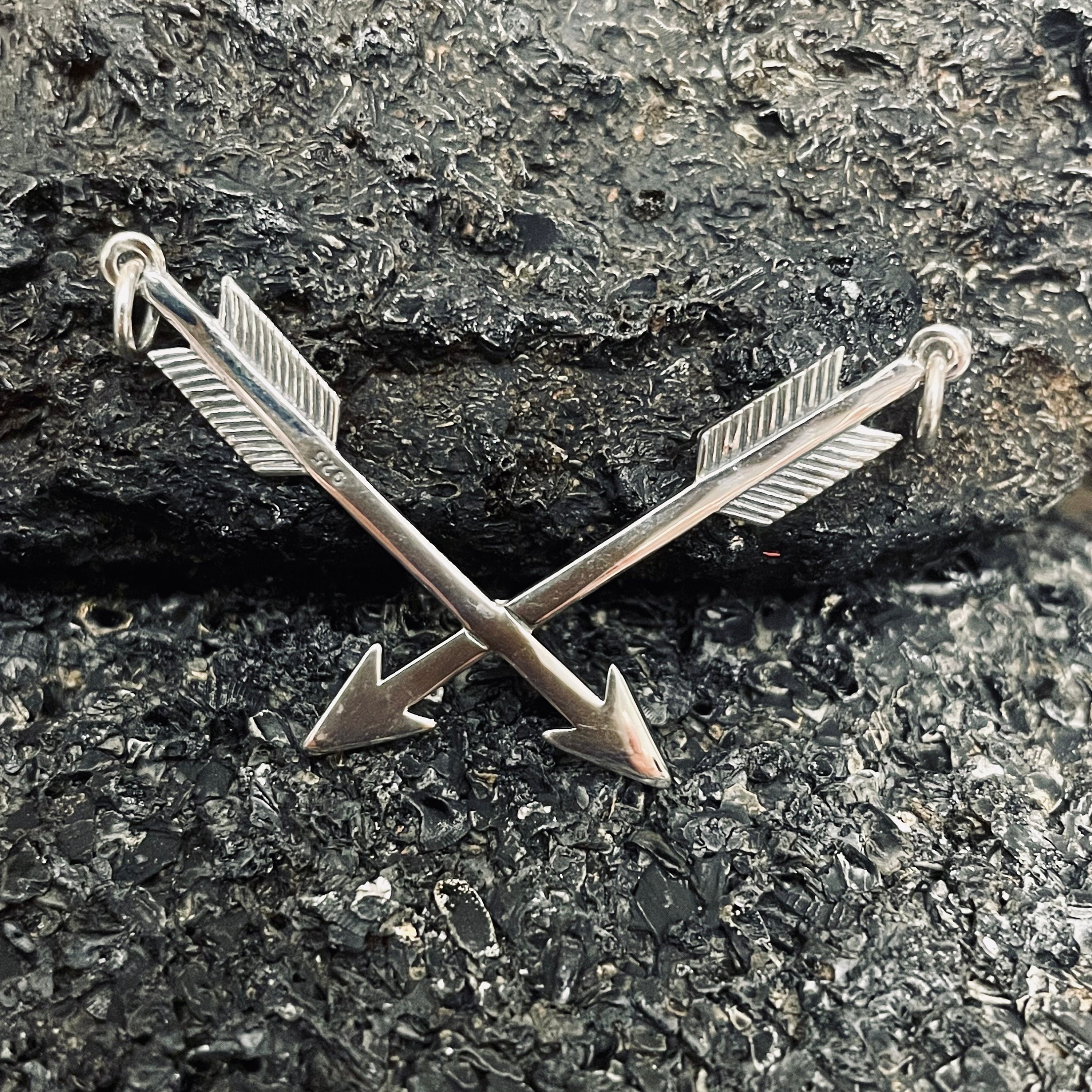 NEW Sterling Silver Crossed Arrows Pendant Festoon Focal - Etsy