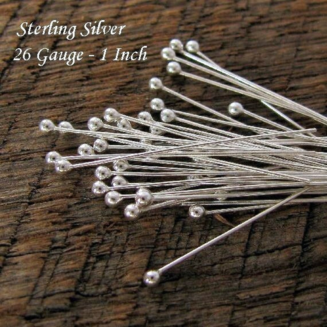 Sterling Silver Ball Pins Head Pins With 1.5mm Round Ball Tip THIN 26 ...