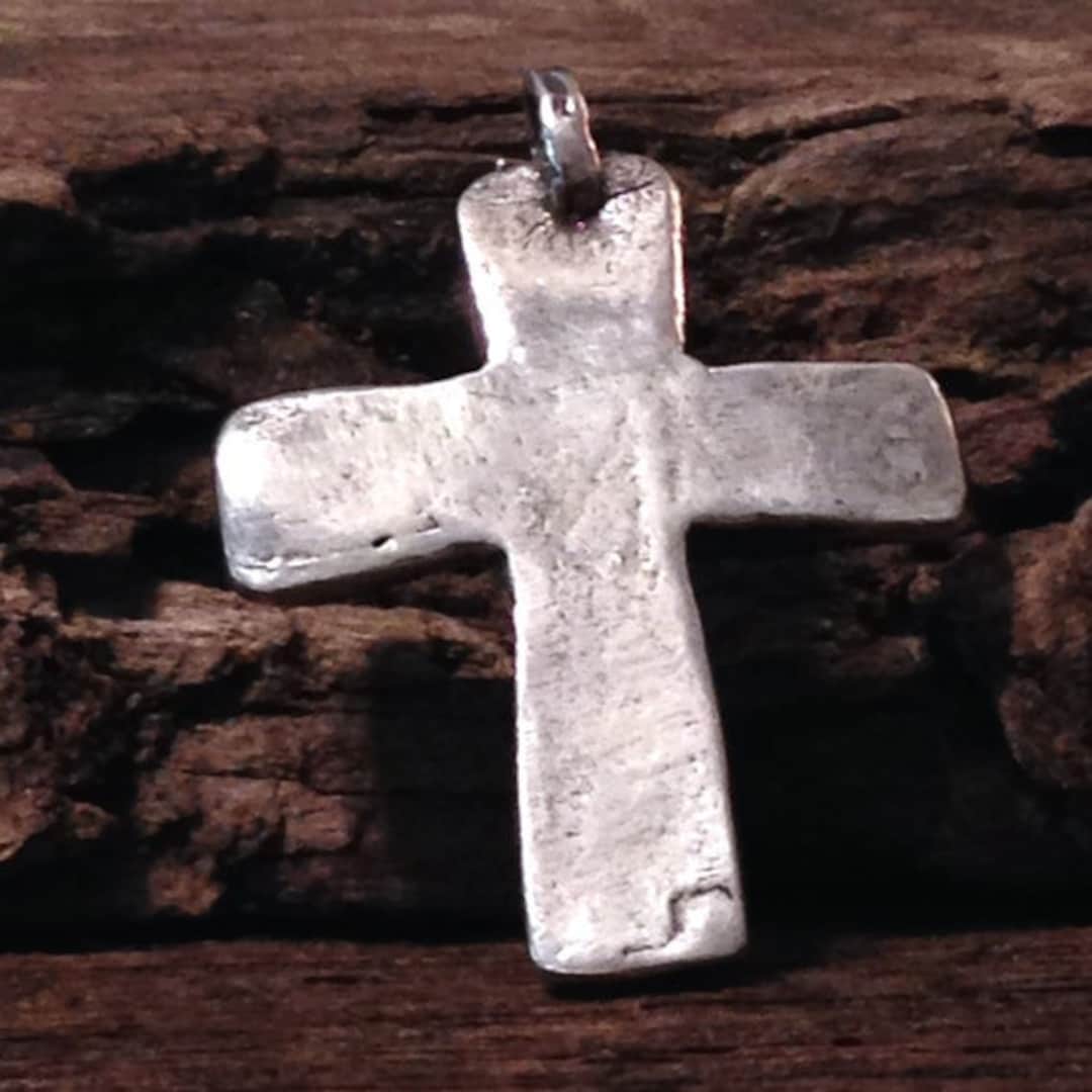 1 Large Solid and Heavy Duty Rustic Sterling Silver Artisan Cross ...
