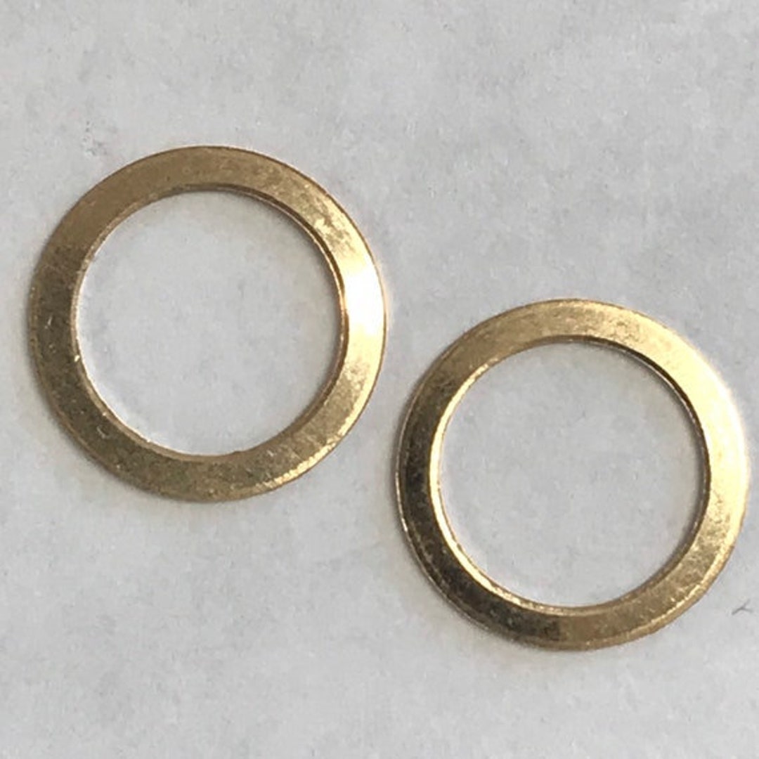 2 Gold Filled Hammered Circle Connectors 12.8mm Ear Wire Hoops 24 Gauge ...