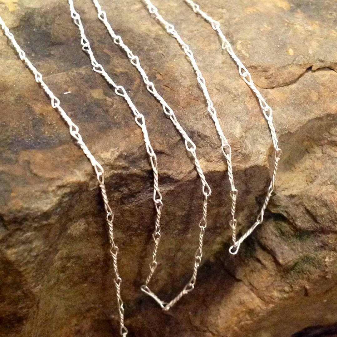 Artisan Sterling Silver Chain - Handcrafted Look - Tiny Twisted Links ...