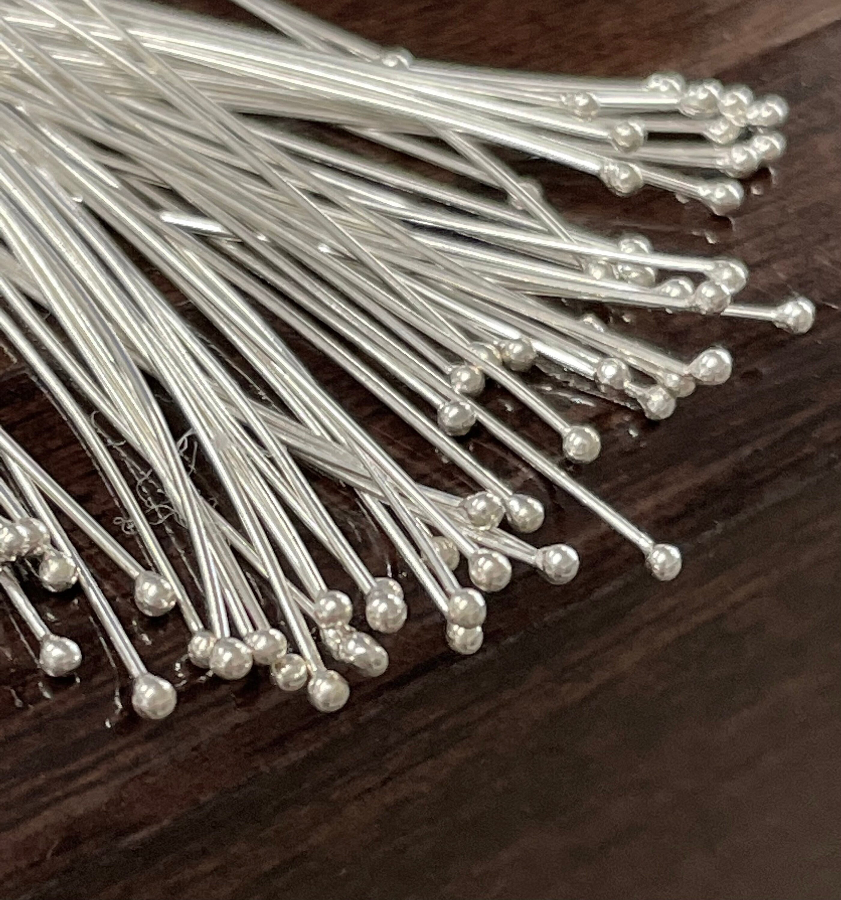 Sterling Silver Ball Pins - 26 Gauge - 40mm Balled SS Headpins - Head ...