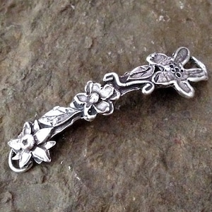 Artisan Flower Bracelet Link - Rustic Flowers in a Row - Handcrafted ...