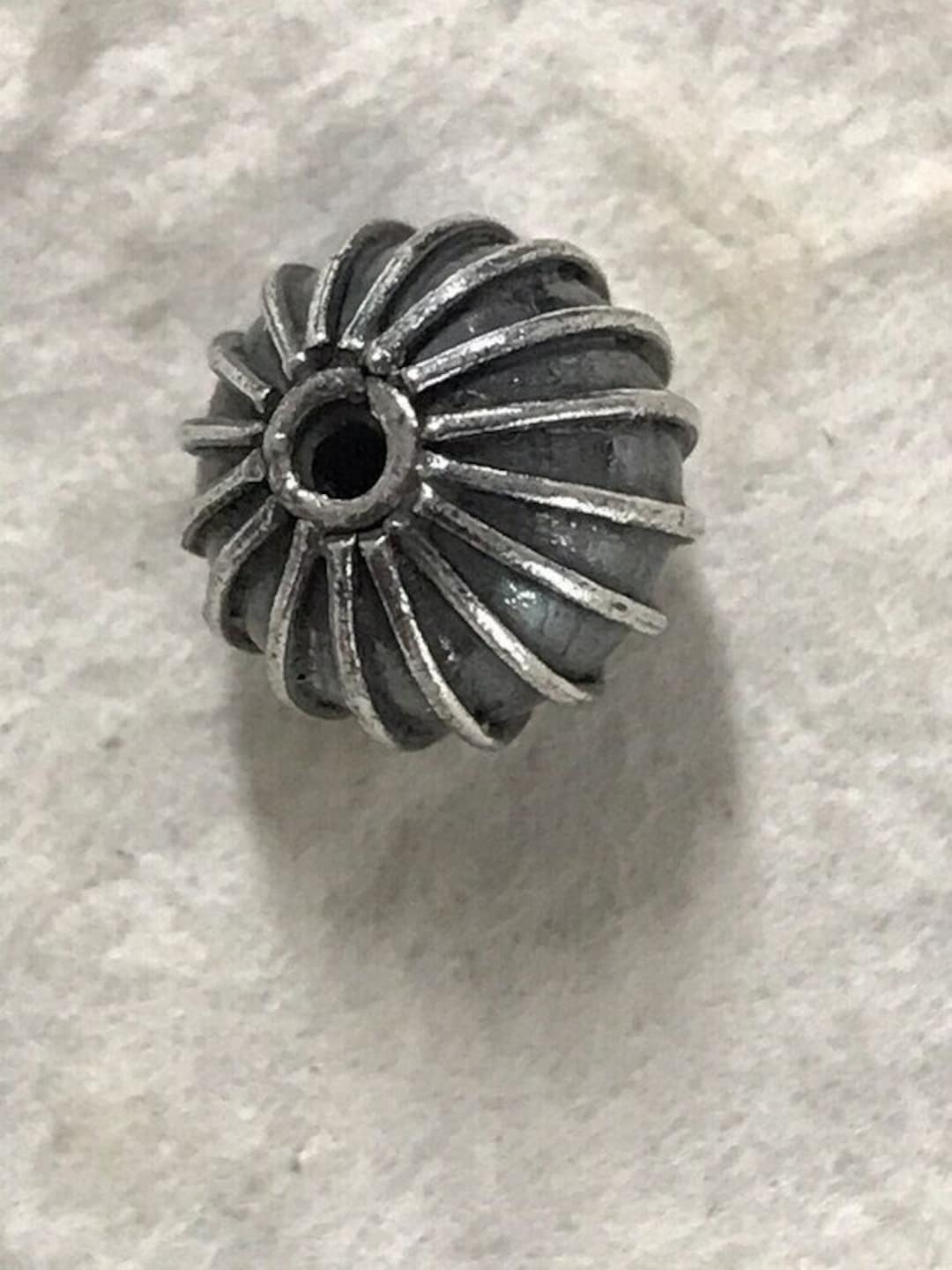 1 Large Round Segmented Sterling Silver Bead 10mm Oxidized Legacy ...