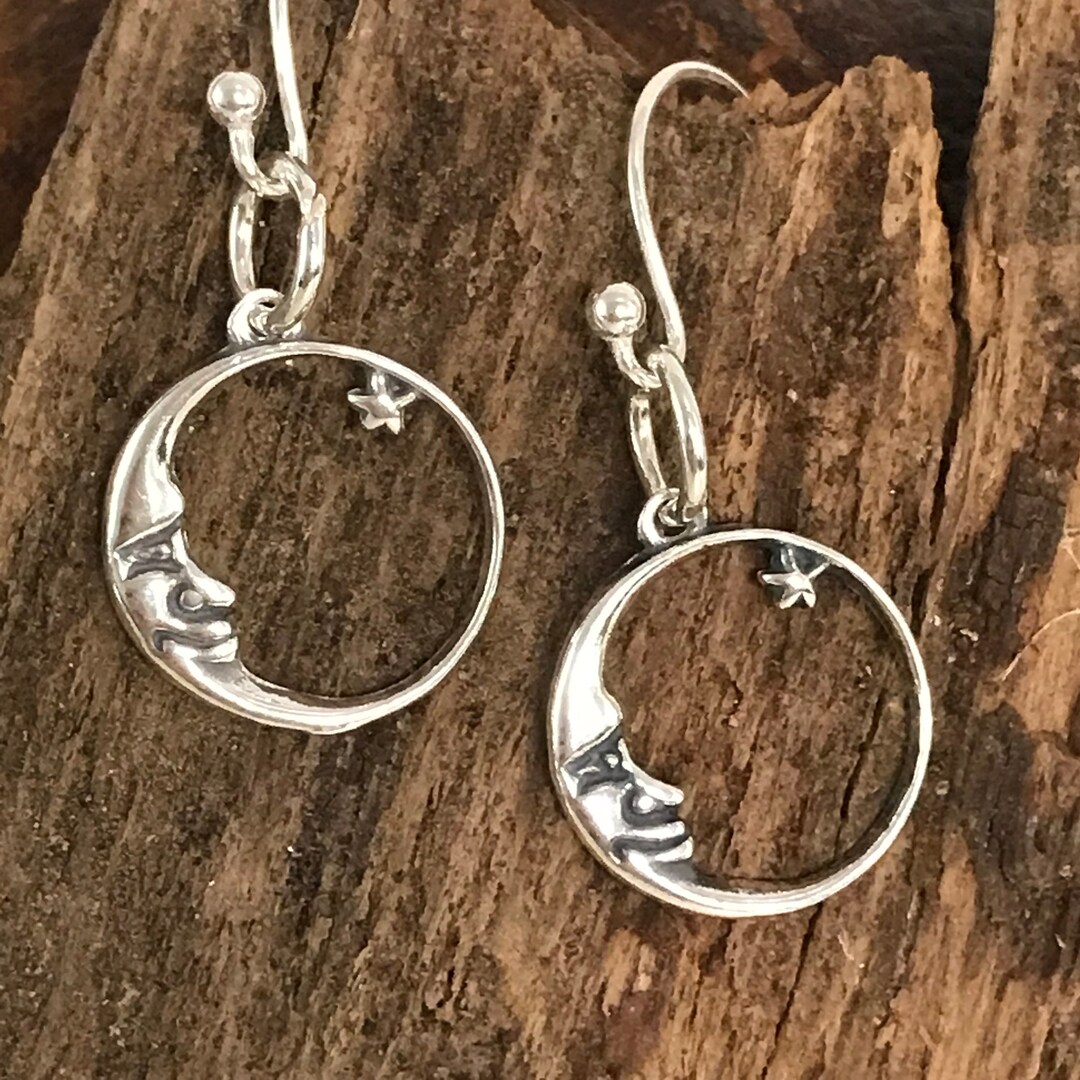 Sterling Silver Moon Charms or Pendants - 14.35mm Round - Man in the ...