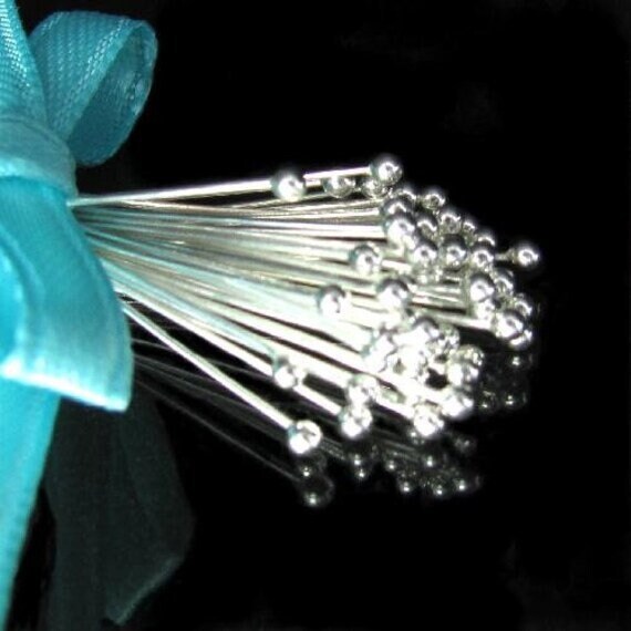 26 Gauge Sterling Silver Head Pins With 1.6mm Ball End - 2 Inch or 50mm ...
