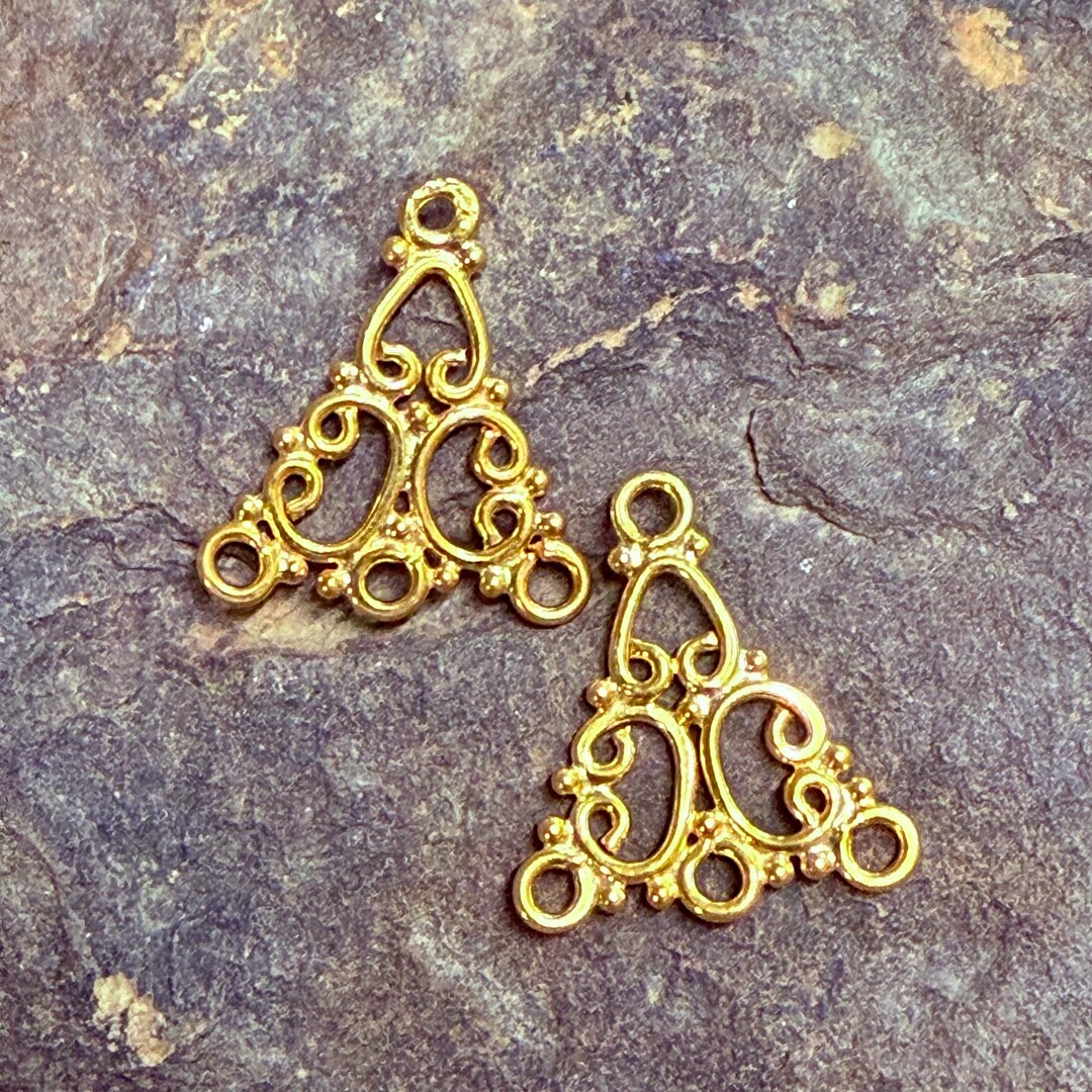Gold Vermeil Chandeliers - Pretty Scrolls - 21mm Medium Size - 3 to 1 ...