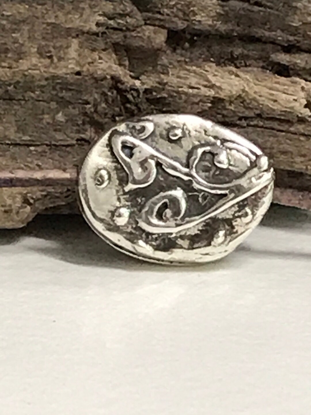NEW 1 Sterling Silver Oval Thick Large Bead - 14.35mm Heavy Duty Rustic ...