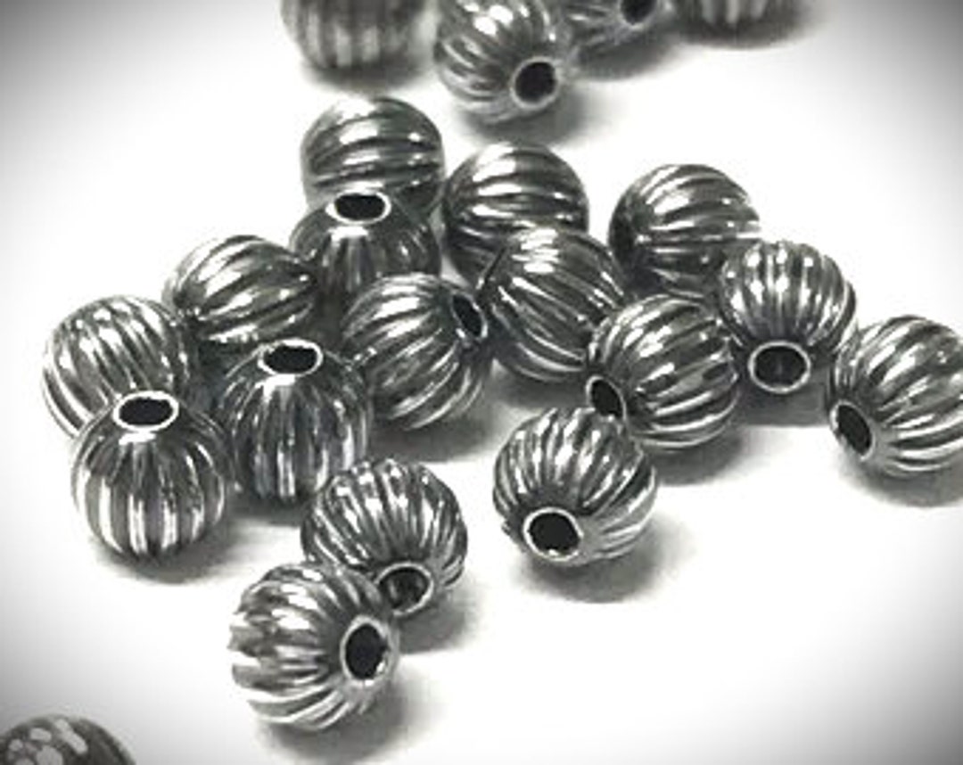 Sterling Silver Beads - 3mm Rounds Oxidized - Corrugated Small SS Beads ...