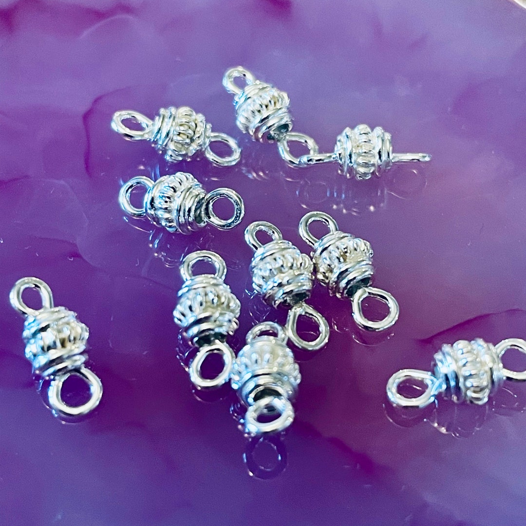 Bright Sterling Silver Beaded Links or Connectors Coiled Beaded - Shiny ...
