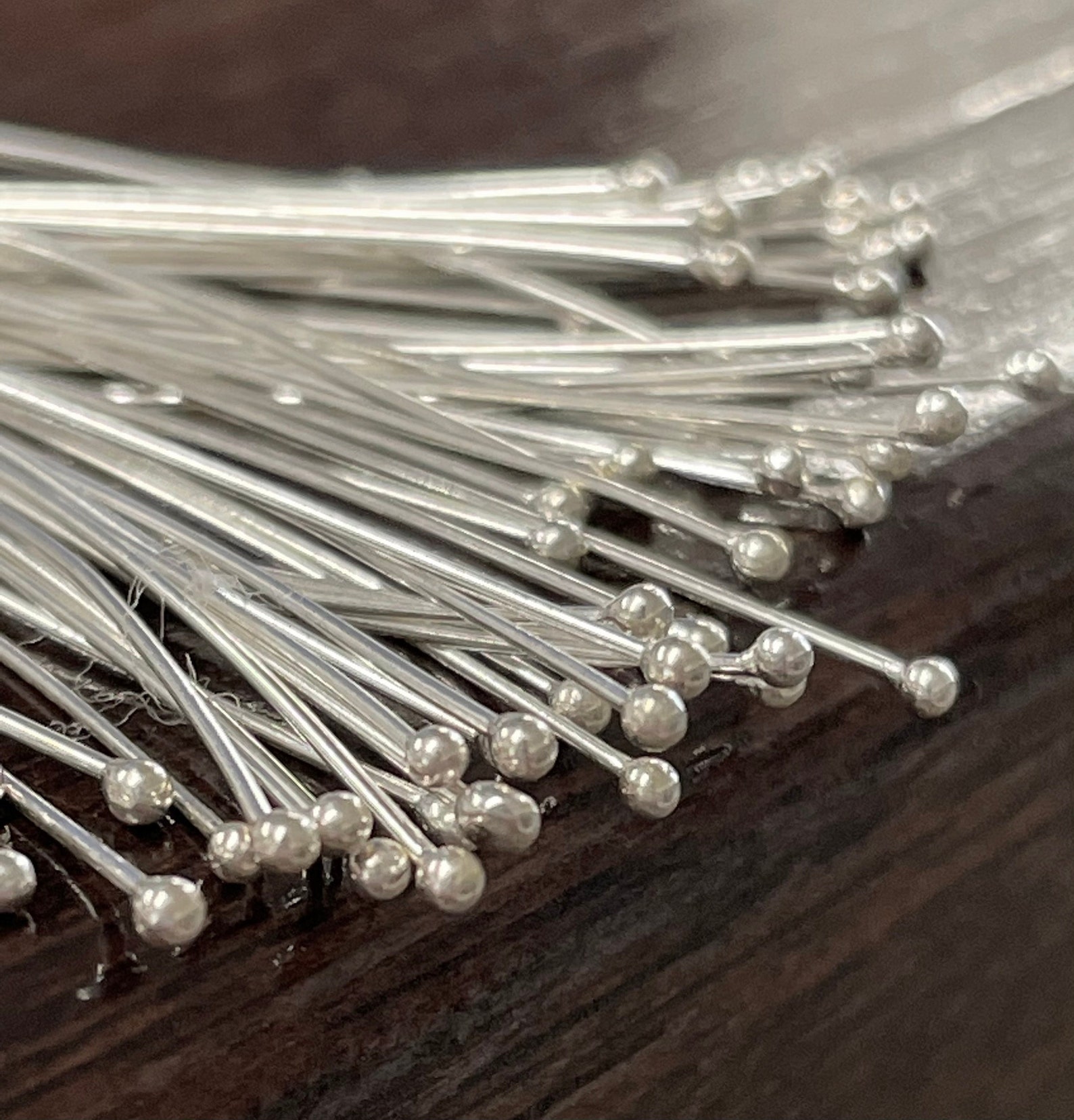 Sterling Silver Ball Pins - 26 Gauge - 40mm Balled SS Headpins - Head ...