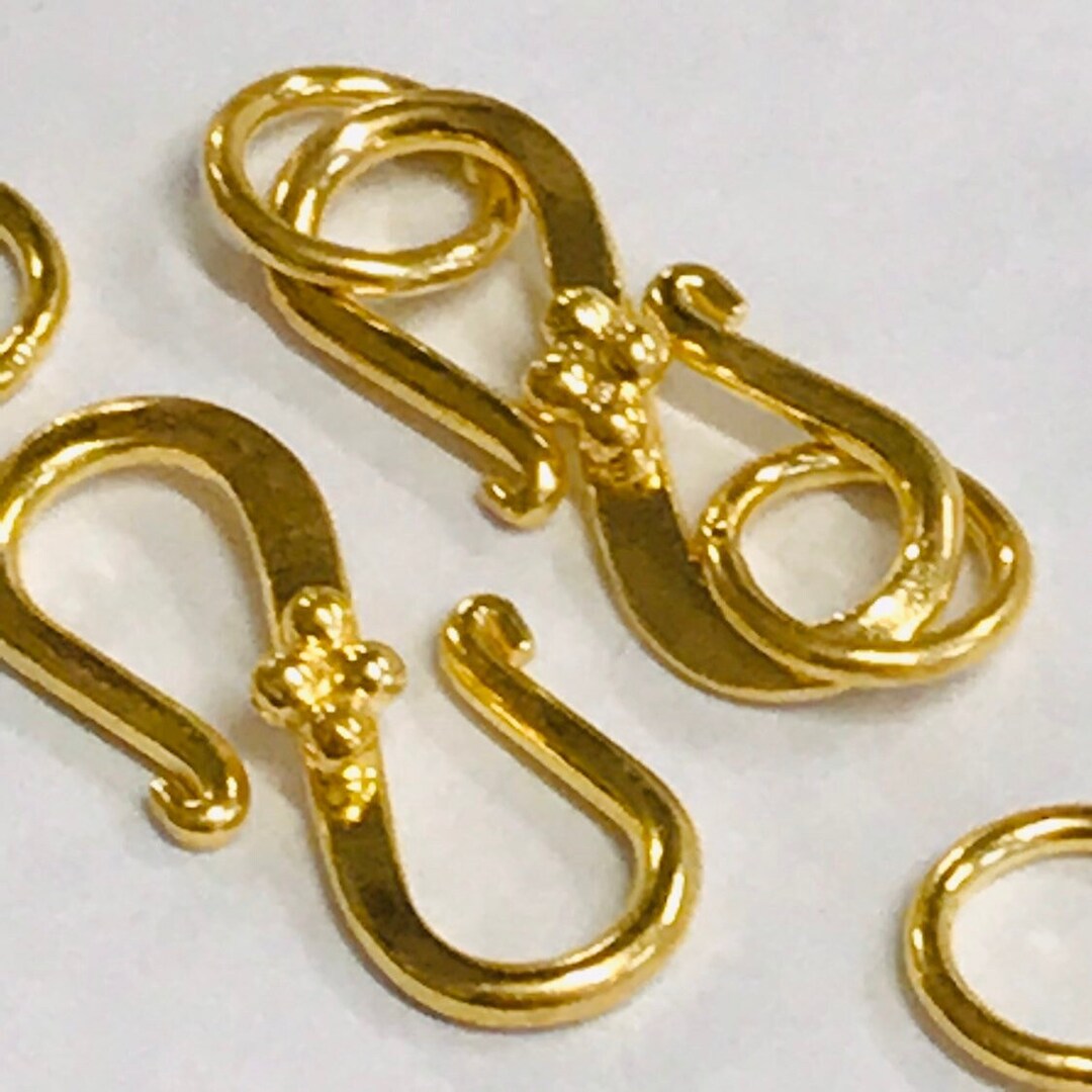 2 Vermeil Hook and Eye Clasps - Jewelry Closures - 17.35mm Long Jewelry ...