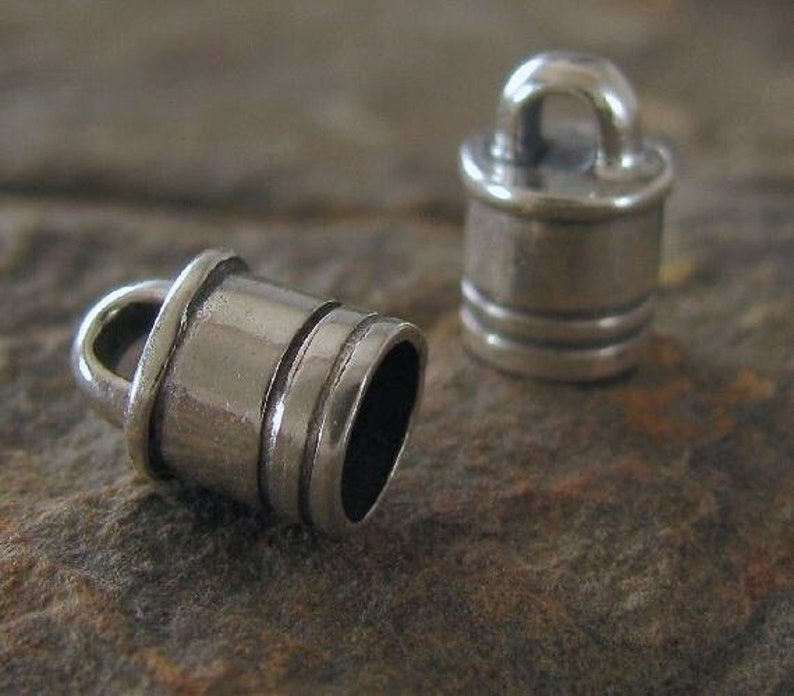Extra LARGE - Sterling Silver End Caps - Leather Caps - 4.8mm ID Crimp ...