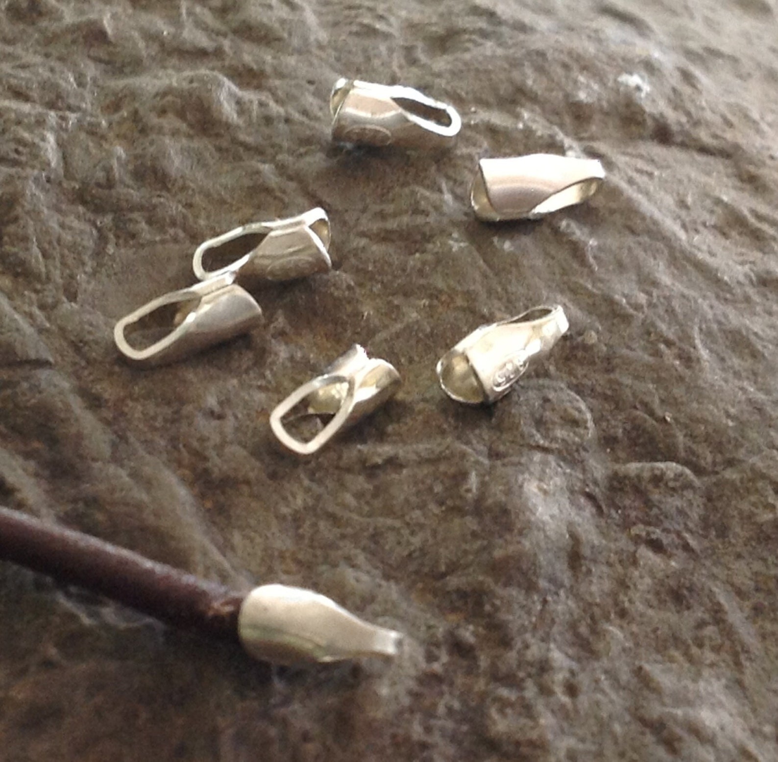 Sterling Silver Endcaps With Loop - for 1.5mm - 2mm Cord - Crimp End ...