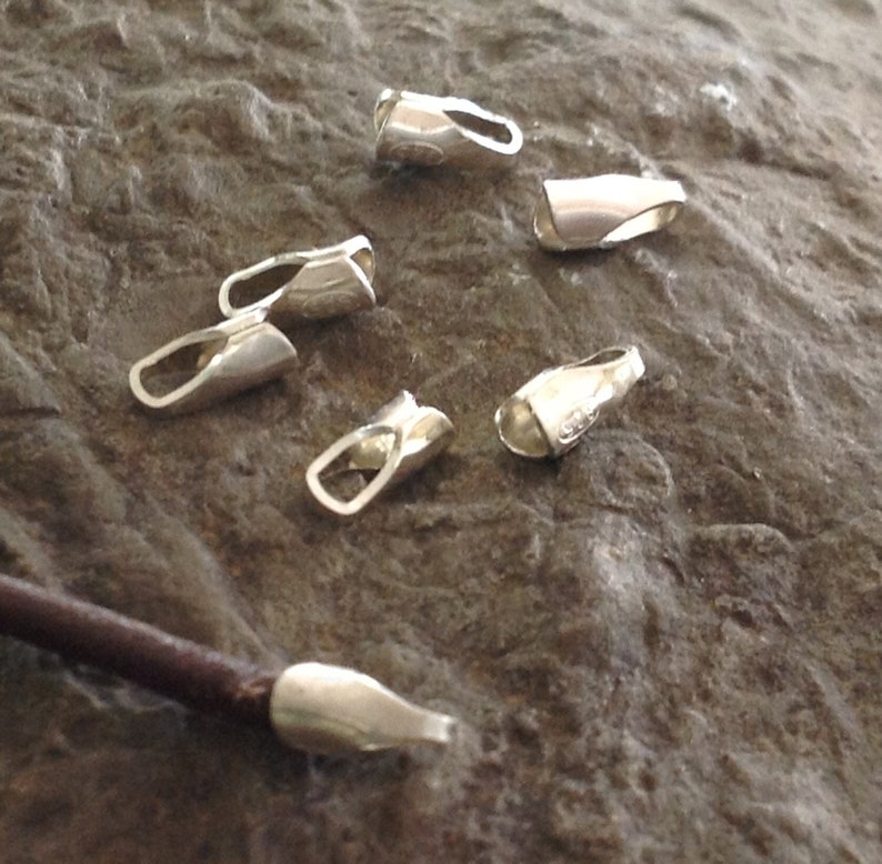 Sterling Silver Endcaps With Loop - for 1.5mm - 2mm Cord - Crimp End ...