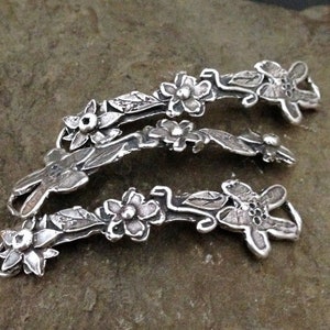 Artisan Flower Bracelet Link - Rustic Flowers in a Row - Handcrafted ...