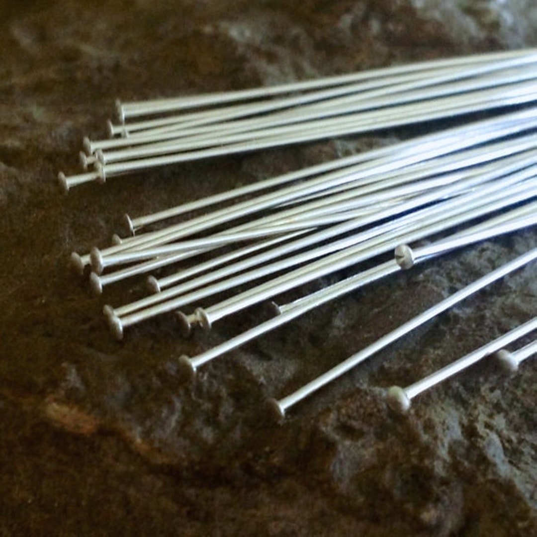 Sterling Silver Flat Headpins - 24 Gauge 2 Inch Headpins 25/50/100 ...