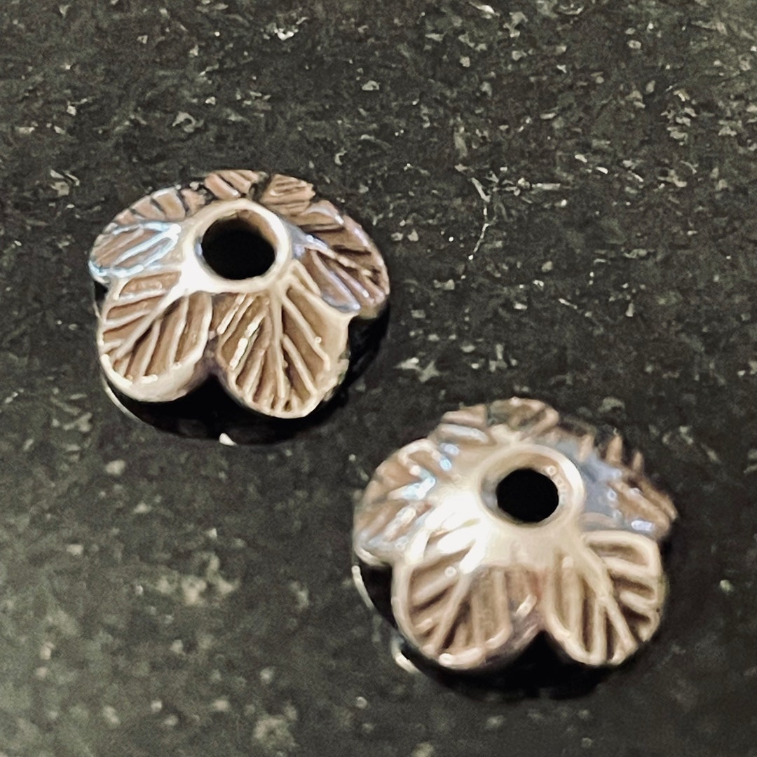 4 Fine Silver Leaf Bead Caps 8.9mm X 3.45mm - .999 - Handcrafted ...
