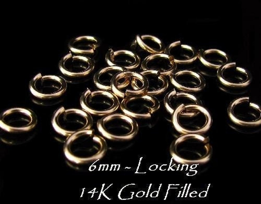 Gold Filled Jump Rings 18 Gauge Locking 14kt GF 6mm OPEN Round Links Connectors Select Your ...