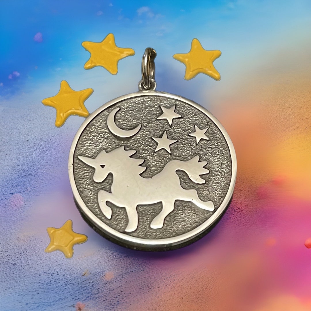 Flying Magical Unicorn in the Stars Charm - Sterling Silver - Night Sky ...