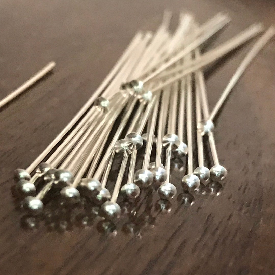 Sterling Silver Headpins 22 Gauge - 2 Inch - 25 Jewelry Beading Head ...