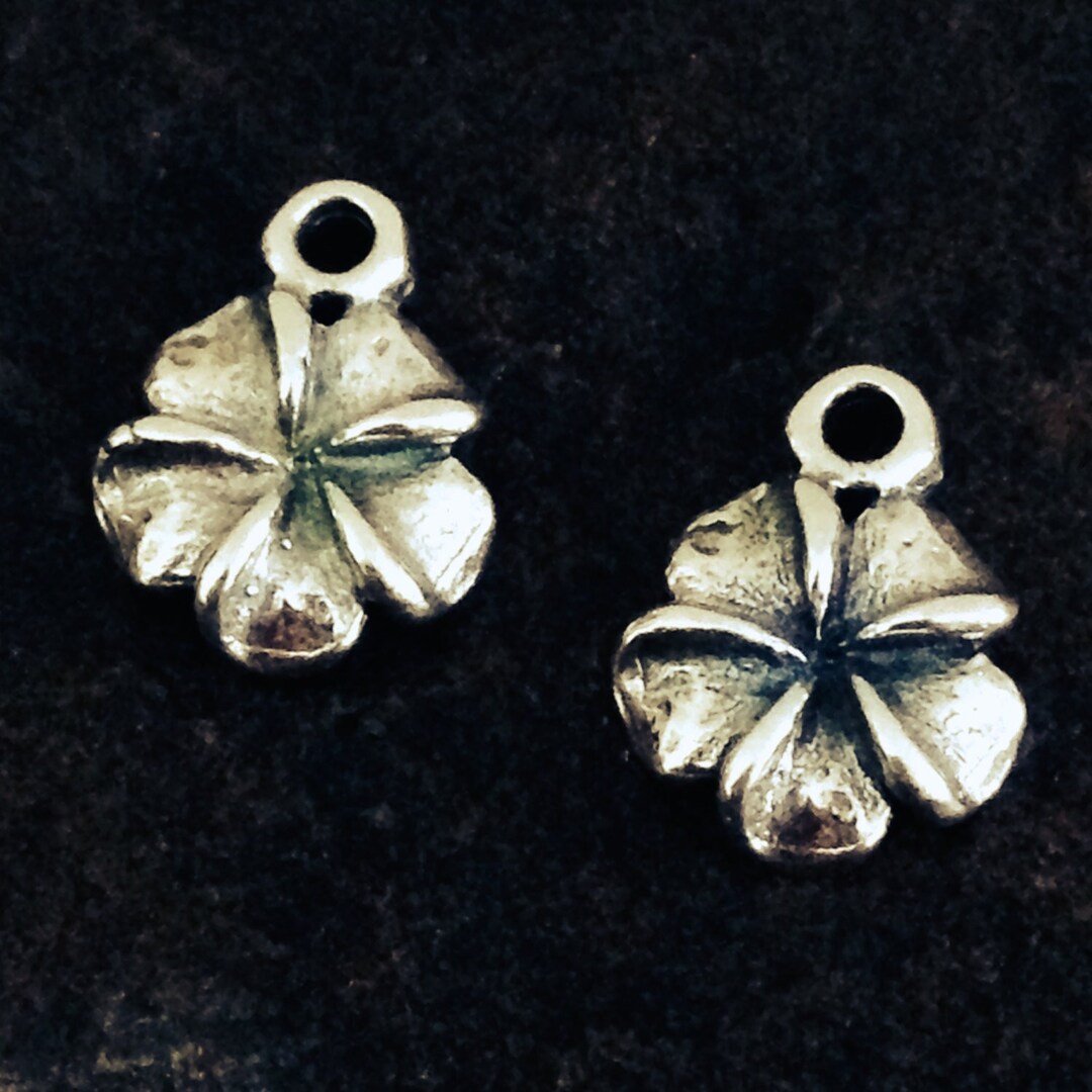 STERLING SILVER Flower Charms - 2 Small Sweet Violets or Plumeria ...