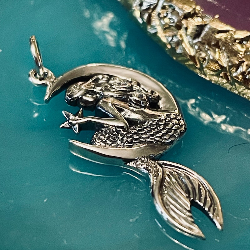 Sterling Silver Mermaid Charm - Etsy