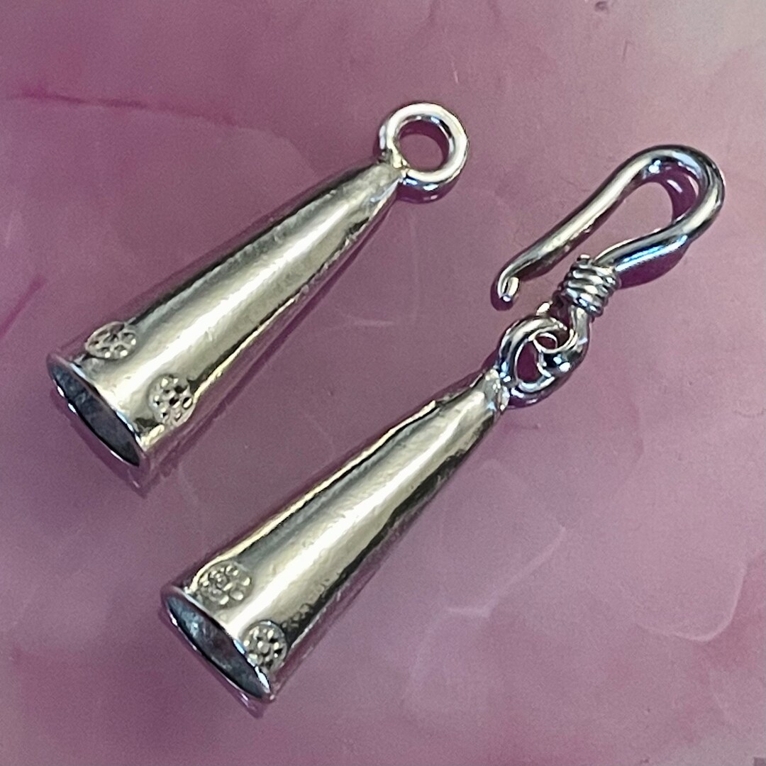 Extra Large Fine Silver Cone Hook End Caps - Karen Hill Tribe - for ...