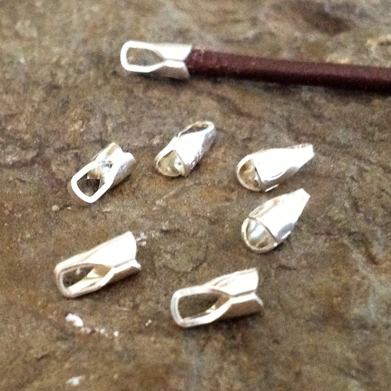 Sterling Silver Endcaps With Loop - for 1.5mm - 2mm Cord - Crimp End ...