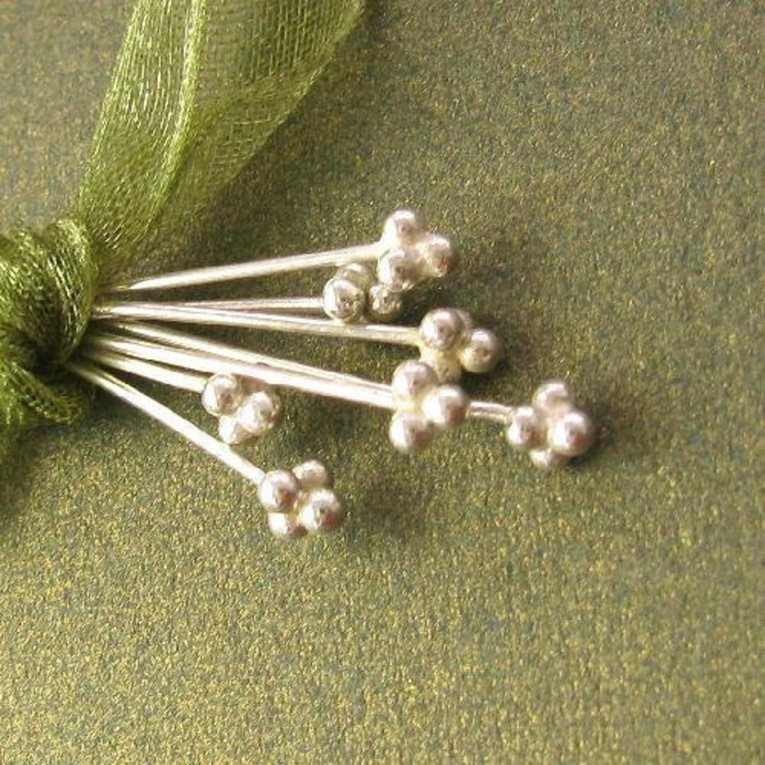 6 Dotted End Head Pins in Shiny Sterling Silver 24 Gauge 63mm 2.5 Inch ...