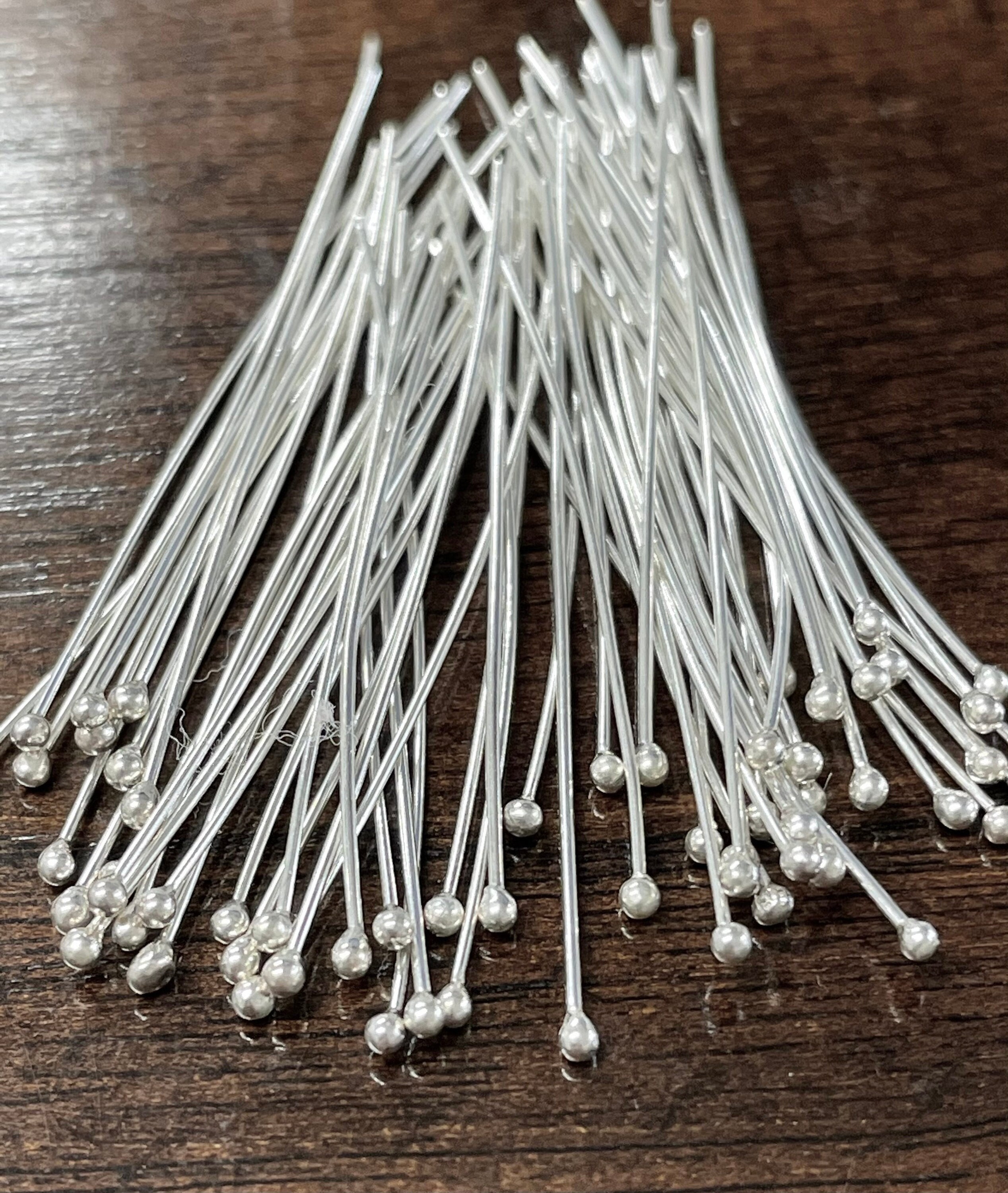 Sterling Silver Ball Pins - 26 Gauge - 40mm Balled SS Headpins - Head ...