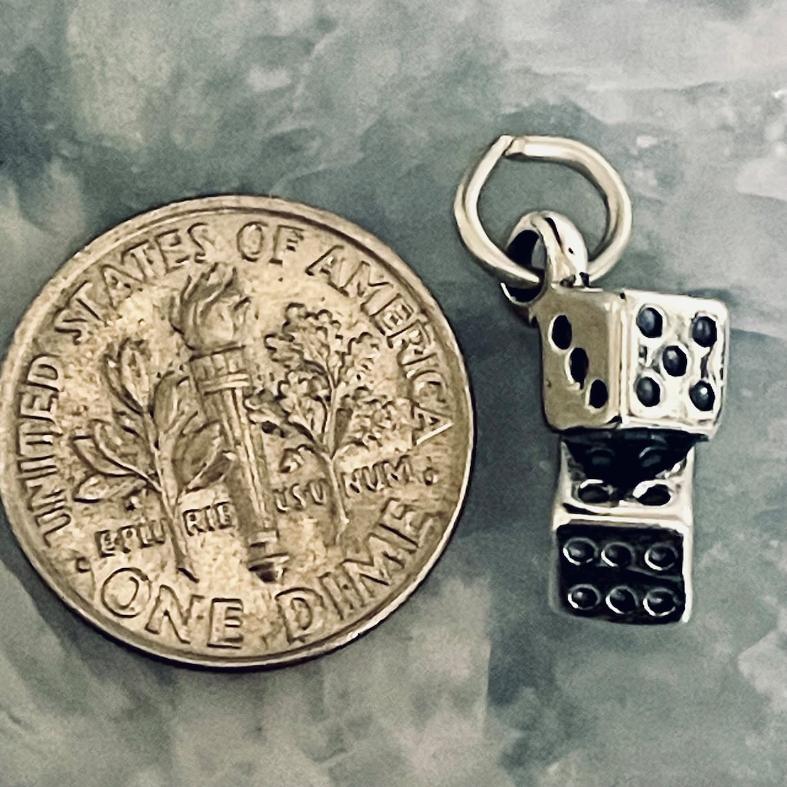 Sterling Silver Dice Charm - Shine of Chance Roll Charm or Pendant ...