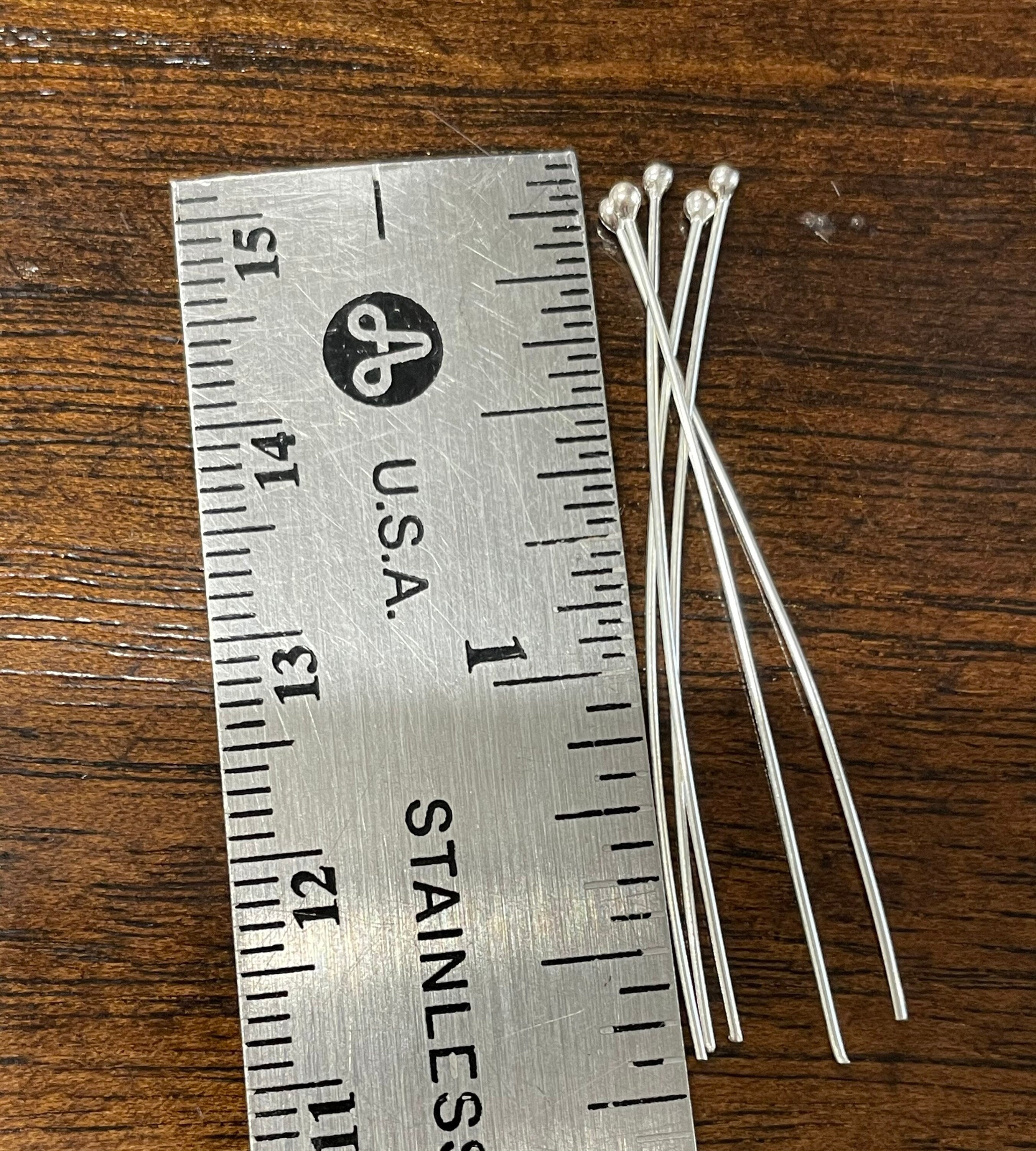 Sterling Silver Ball Pins - 26 Gauge - 40mm Balled SS Headpins - Head ...