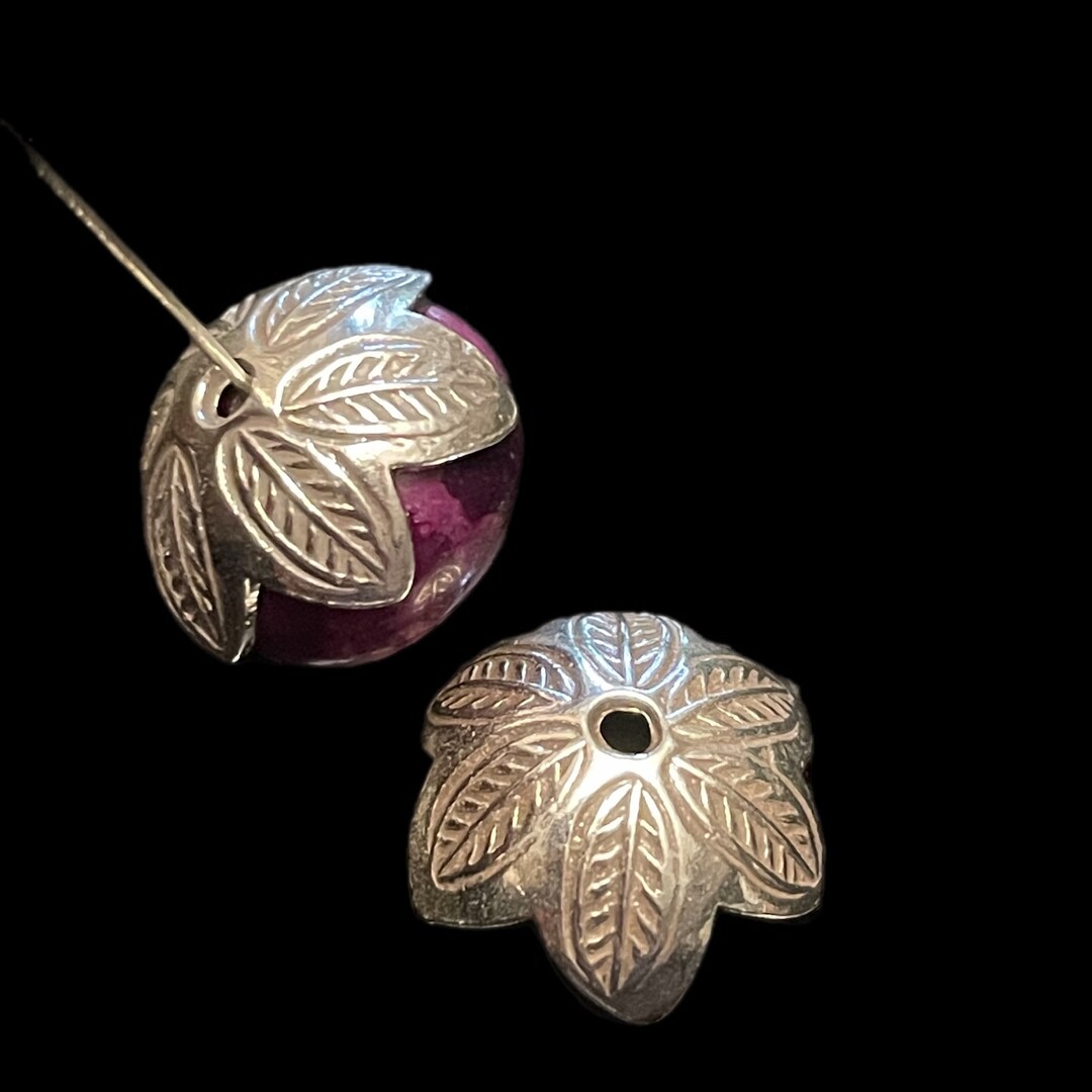 4 Fine Silver Circle Stamped Bead Caps 14mm - .999 - Handcrafted ...